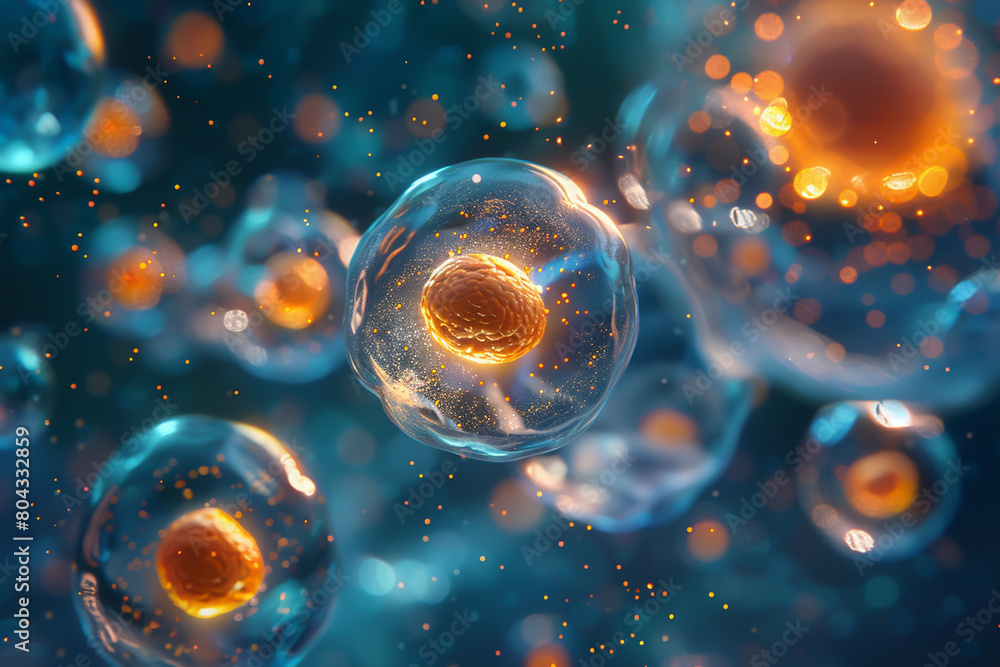 In a visually captivating 3D model cells infused with specific genes ...