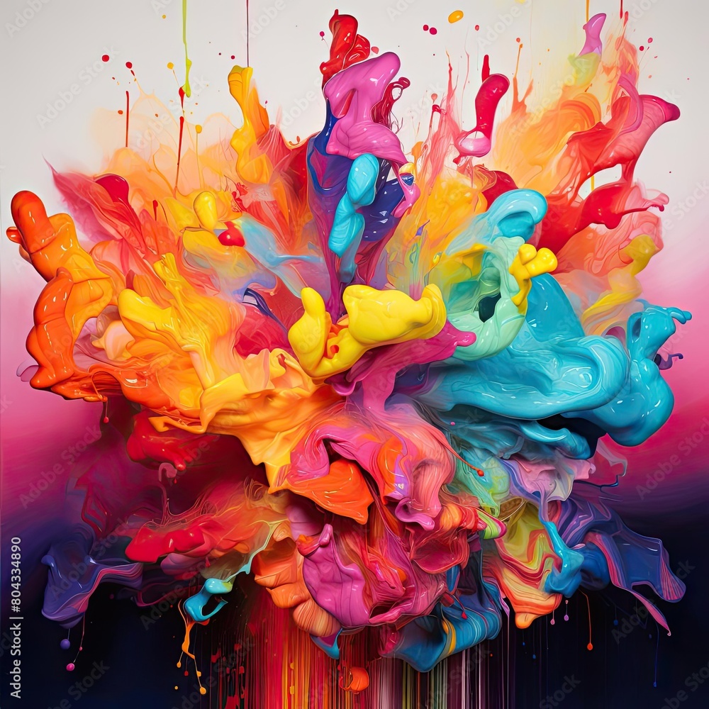 Intense color eruption in a contemporary art piece, showcasing a ...