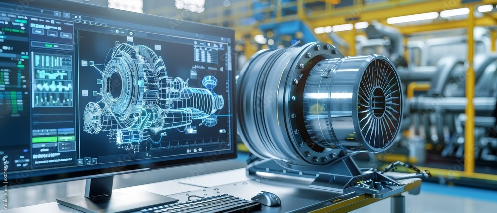 A computer CAD software mock-up showing the design of a green energy ...