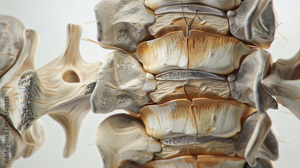 Photorealistic image of a detailed cross-section model of the spine ...