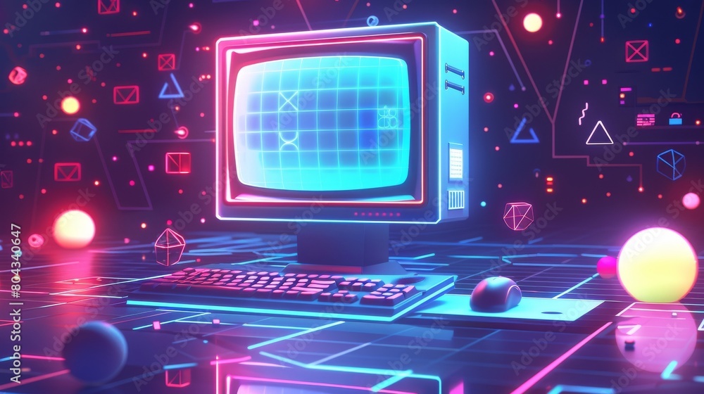 Stylized illustration of a 90s computer keyboard Stock Illustration ...