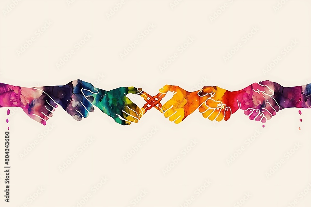 World Flag A minimalist design with a chain of interlocking hands in a ...