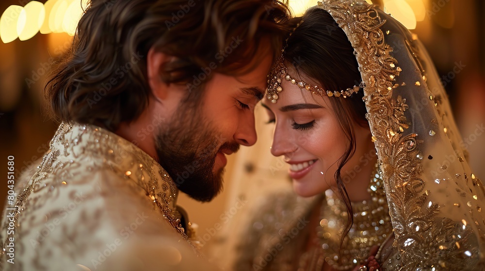Foto de Pakistani cute couple in marriage ceremony - beautiful young ...