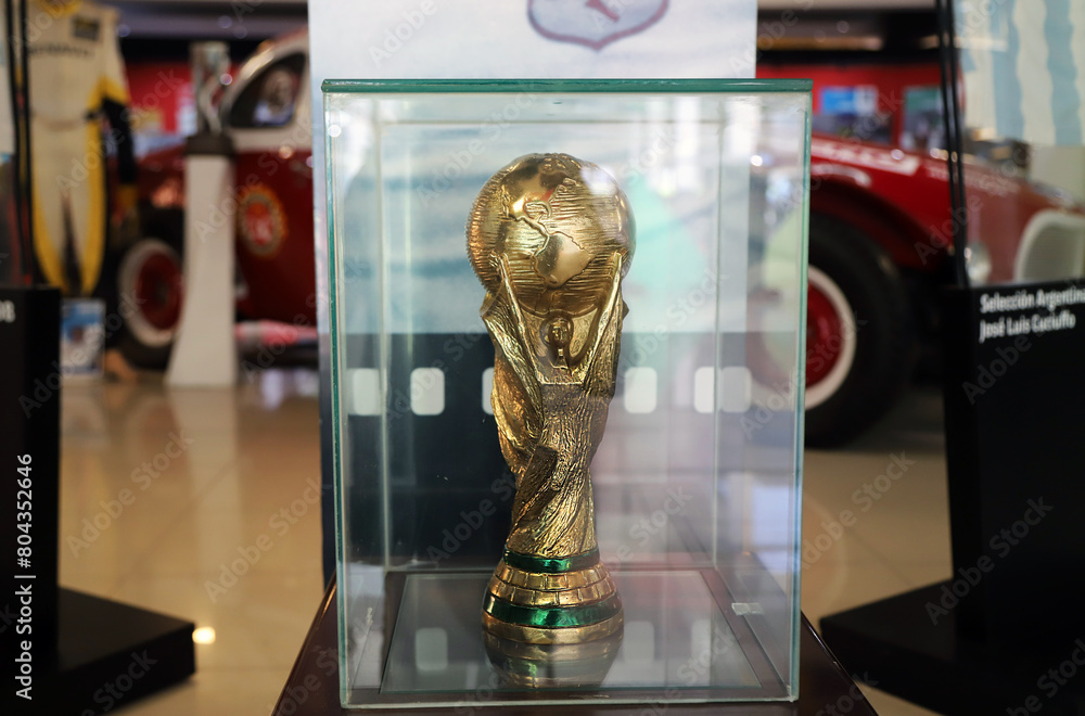 Official replica of the Soccer World Cup exhibited at the Kempes Sports ...