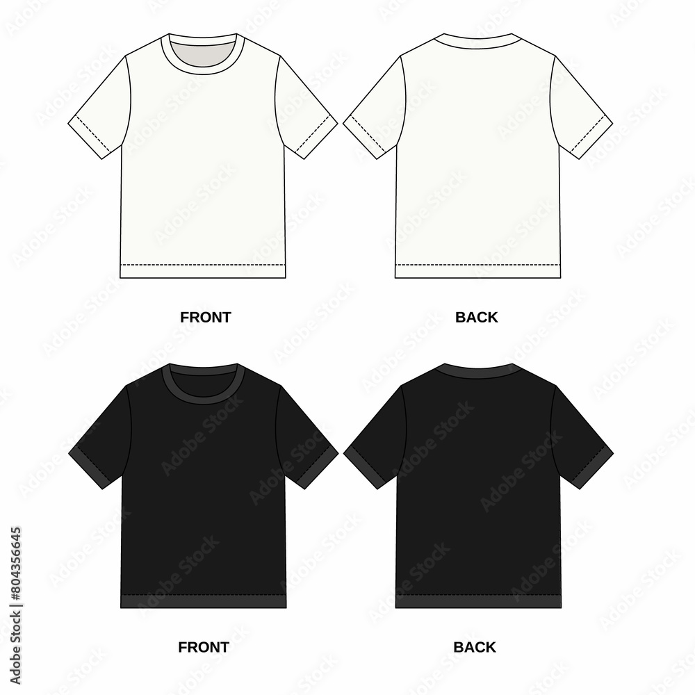 Set of short sleeve top patterns front and back view. Sports style ...