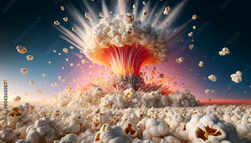 Explosive Popcorn Eruption Surreal Artwork, A stunning visual ...
