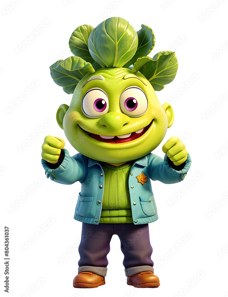 Happy Cabbage character gives thumbs up using both hands, funny cartoon ...
