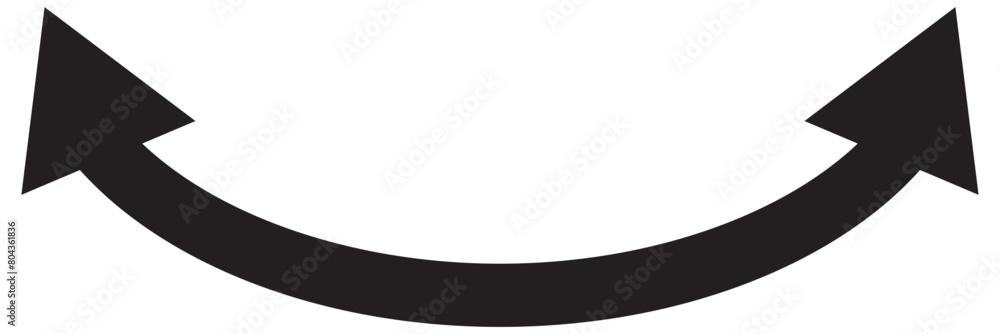Dual sided black arrow. Curved arc shape. Semicircular thin double ...
