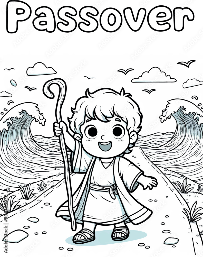 Creation of Passover coloring book. Moses leads the people out of ...