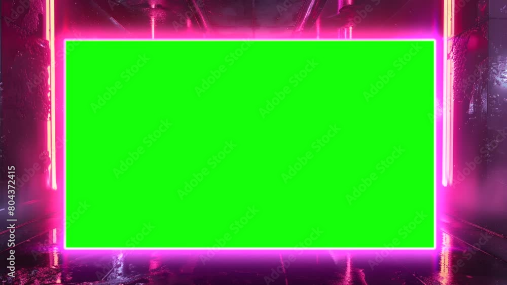 Creative Visual Effects Setup with Green Screen in a High-Tech Corridor ...