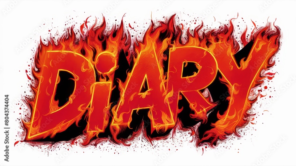 Engaging 3D Rendering of the Word DIARY Engulfed in Flames - High ...