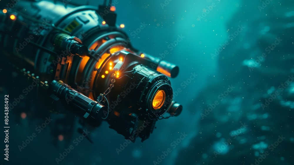 A deep-sea exploration vessel breaches the surface of an alien ocean ...