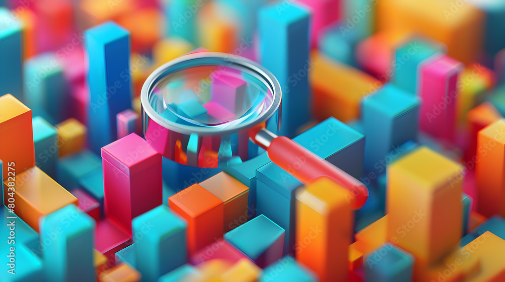 Data Analysis 3D Icon: Analyzing Information Patterns with Magnifying Glass in Isometric Scene ...