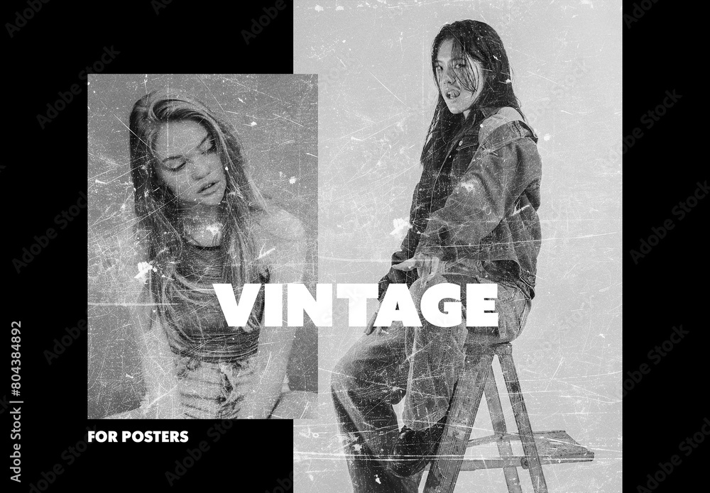 Vintage Grunge Poster Photo Effect Mockup With Generative AI Stock ...