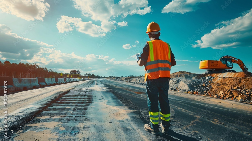 An engineering inspected the structure road construction work at road ...
