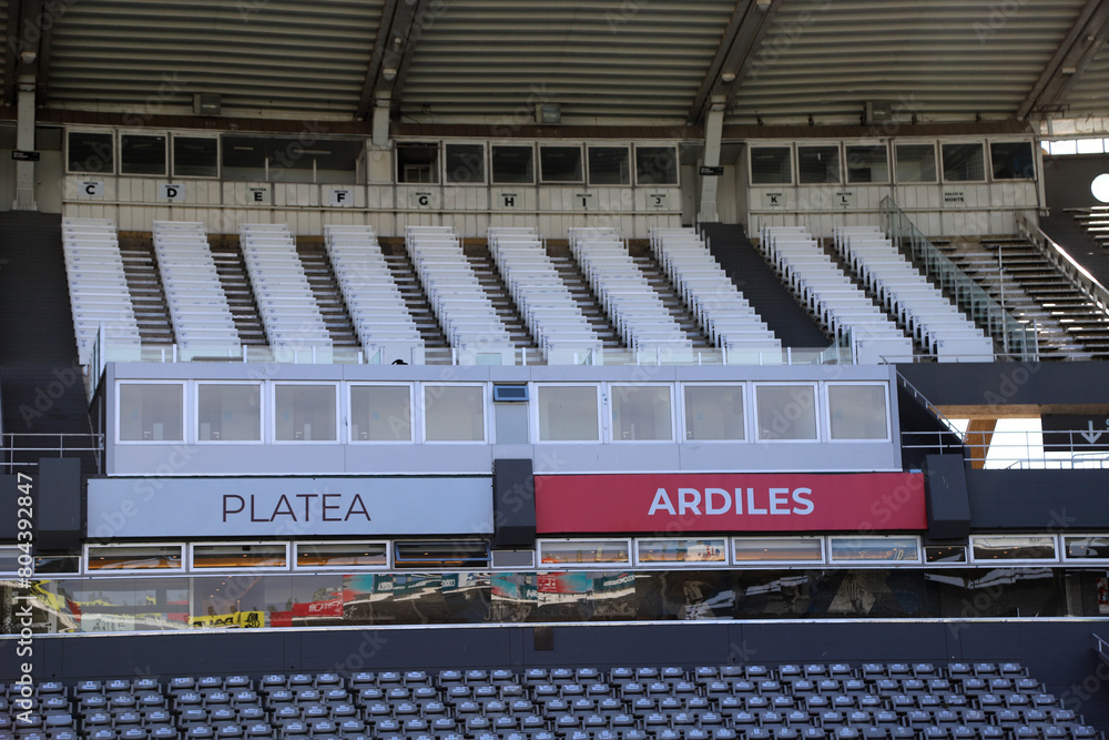 Seating area for VIP spectators inside the Mario Alberto Kempes stadium ...