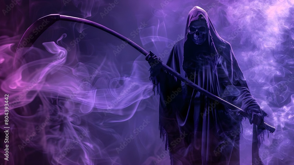 Grim reaper holding scythe symbolizes fear of death and mortality in ...
