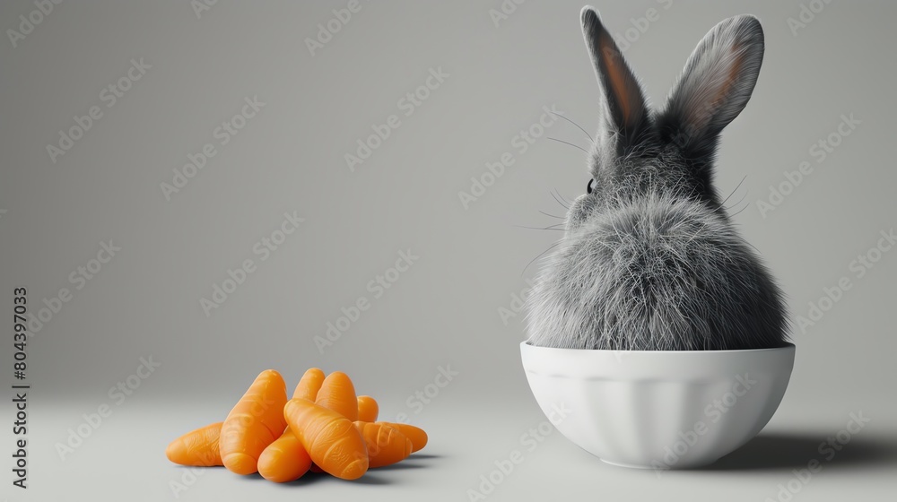 Design a sleek and modern graphic of a startled bunny facing away from ...
