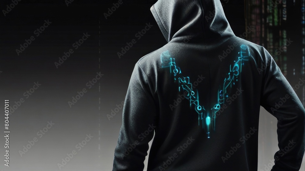 Computer hacker stealing data from a laptop concept for network ...