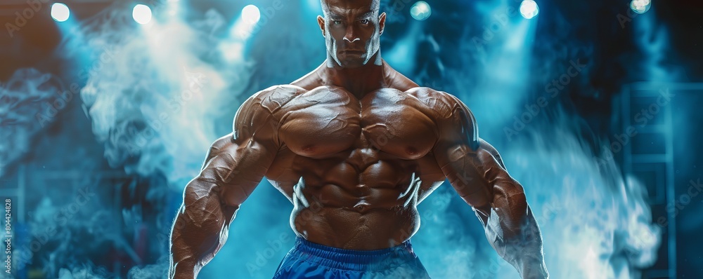 Bodybuilder man with giant muscles Stock Photo | Adobe Stock