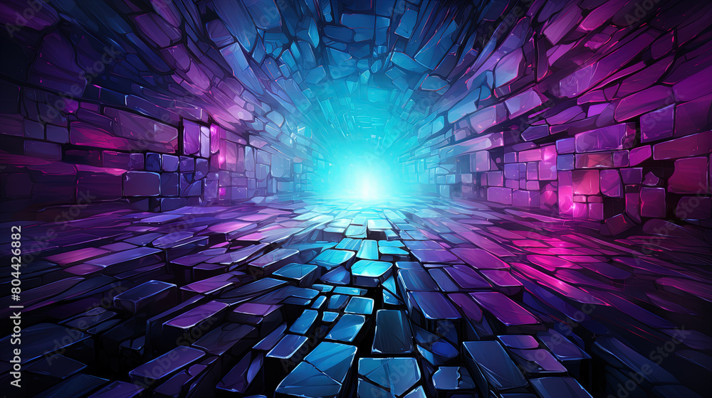 Zoomed Neon Square Blocks Oil Painting Representing With Colors of ...