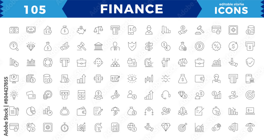 Pixel Perfect Finance line icons set. Money payments elements outline ...