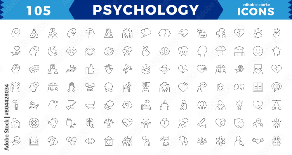 Pixel Perfect Psychology and mental line icons collection.minimal thin ...
