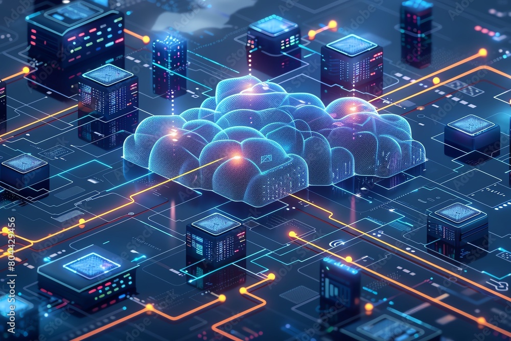 Hybrid cloud computing setup showing a blend of public and private ...