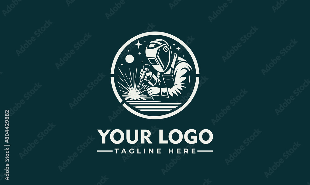 Vecteur Stock Welding vector logo illustration of welding by engineer ...
