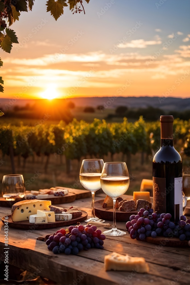 wine tasting table setup with wine and grapes nestled subtly amidst a ...