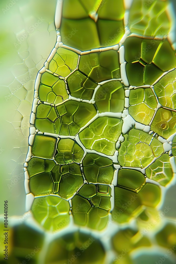 Microscopic view of plant cells, revealing the random patterns of ...