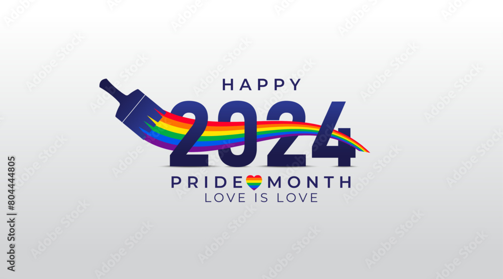 LGBT Pride Month in June 2024. Rainbow flag with brush painting pride ...