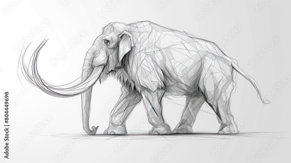 Hand pencil sketch drawing of mammoth the ancient prehistoric animal ...
