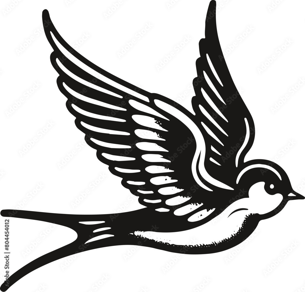 Sparrow Bird Tattoo. Old School Tattoo Flying Sparrows Custom Design of ...