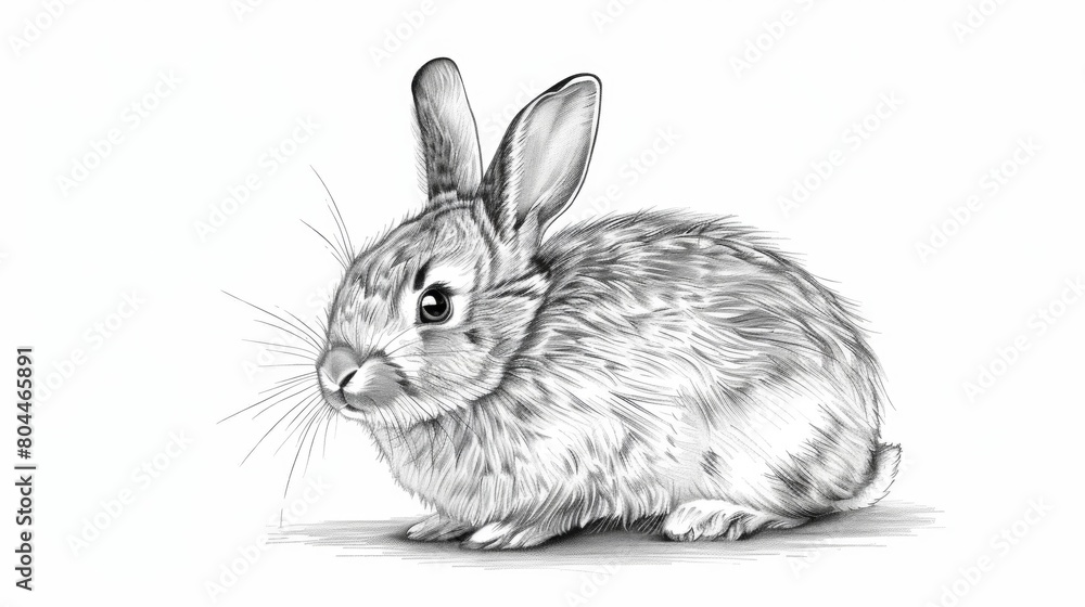 Line drawing of rabbit over white background. Stock Illustration ...