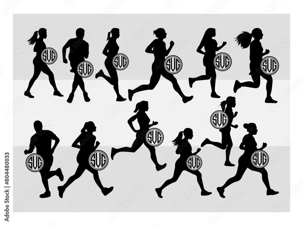 Running Circle Monogram Svg | Running Silhouette | Run Svg | Running ...