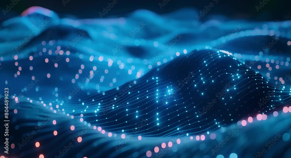 Vidéo Stock Exploring a D Digital Landscape with Connected Dots and ...