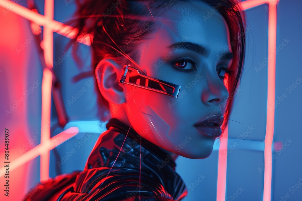 Integrate the color palette of sodium into a portrait, Futuristic ...