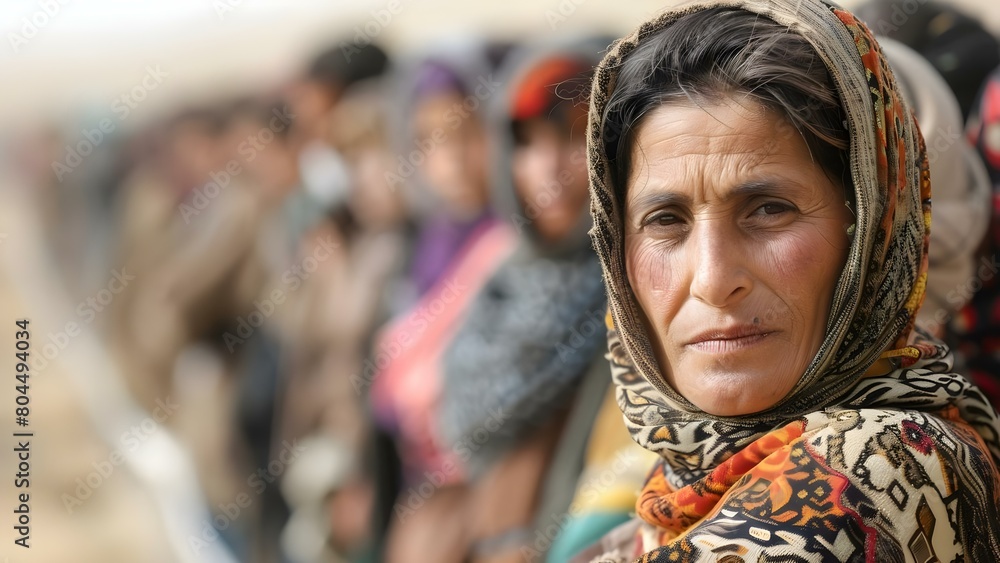 Portrayal of civilians impacted by conflict and hostility, encompassing ...