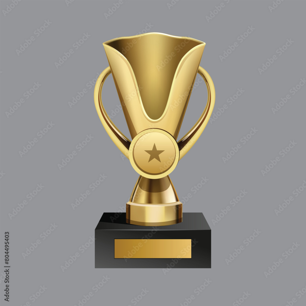 Gold trophy cup, Gold trophy with the name plate of the winner of the ...