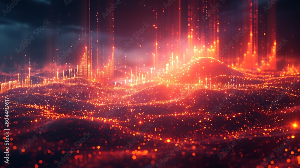 Illustrate the Economic Pulse with rhythmic waves and peaks ...