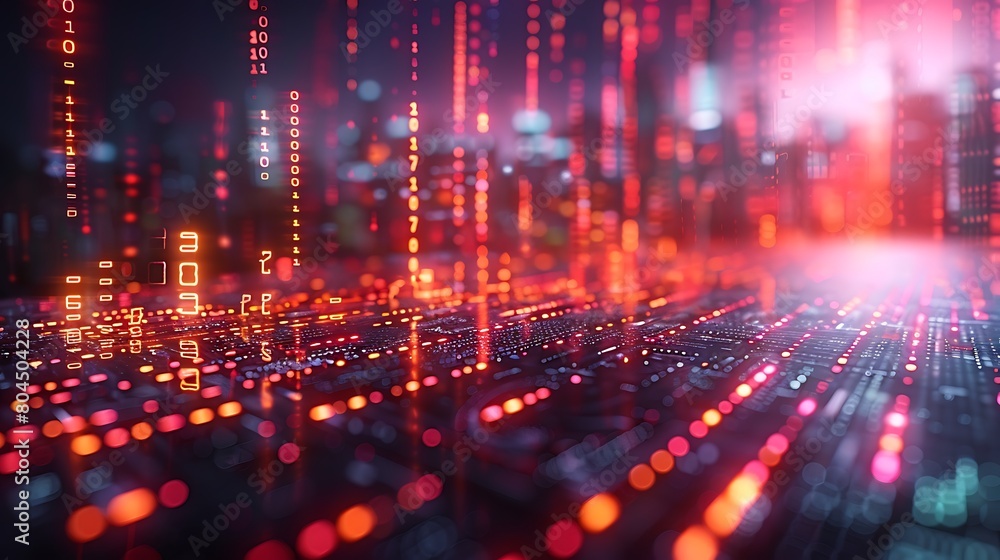 Show a futuristic visualization of financial analytics with a Data ...