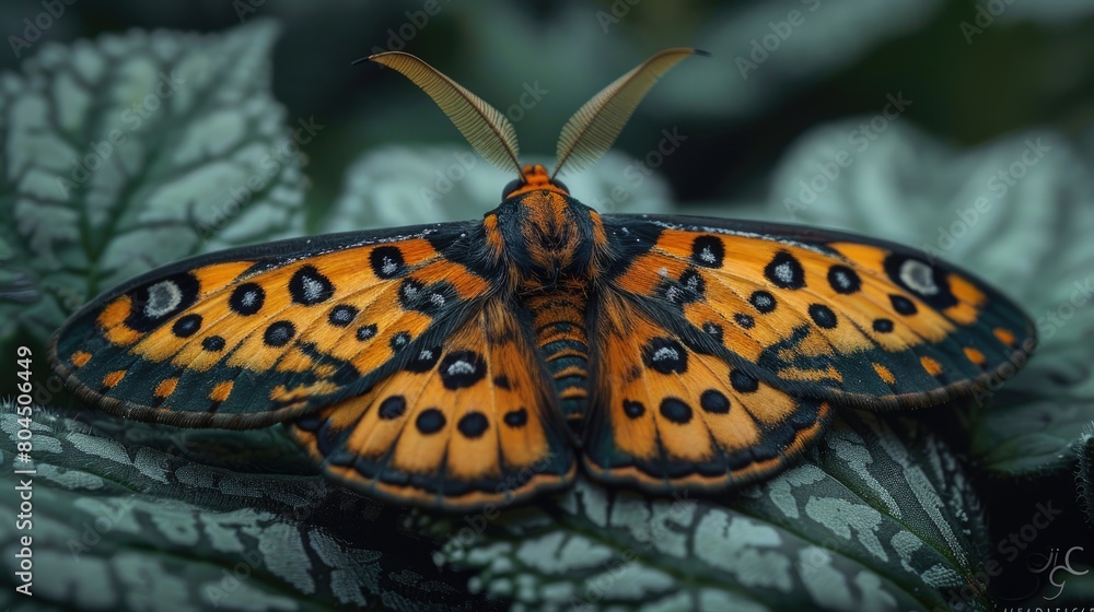 Tiger moth resting, bold patterns, natural predator warning ...