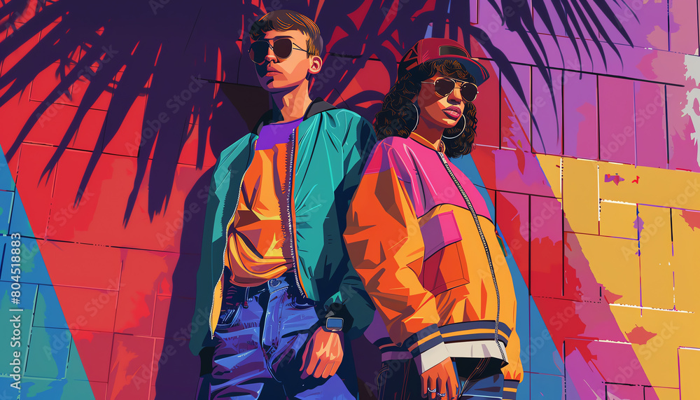 Combine edgy streetwear fashion trends with a vibrant color scheme ...