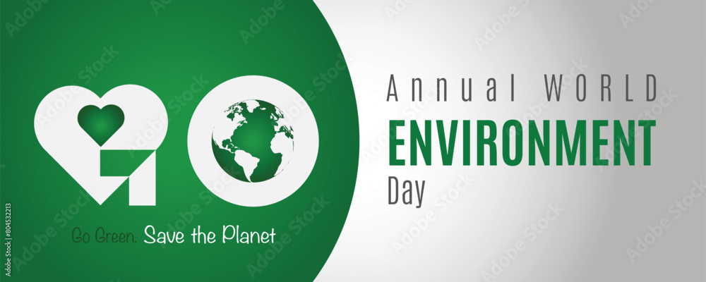 world environment day - green branch and leaves roll around circle ...