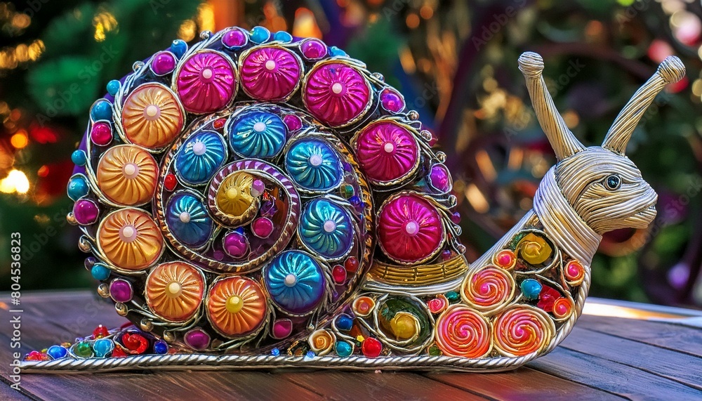 detailed snail sculpture crafted by twisting and knotting fibers to ...