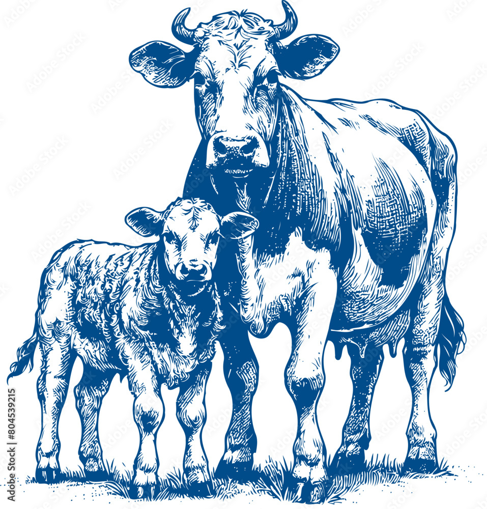 Cow Vector illustration, Hand drawn sketch livestock vector ...