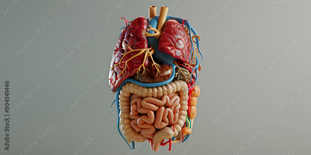 Human Respiratory System Lungs Anatomy. 3D human muscular system with ...