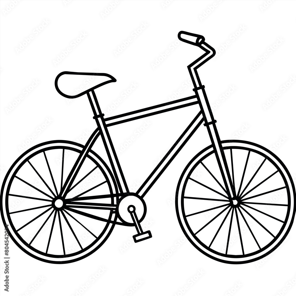 bicycle outline illustration digital coloring book page line art ...