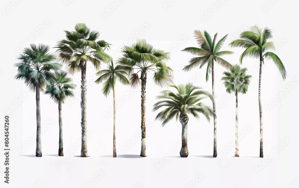 Palm tree isolated on white background. Vector illustration of set of ...